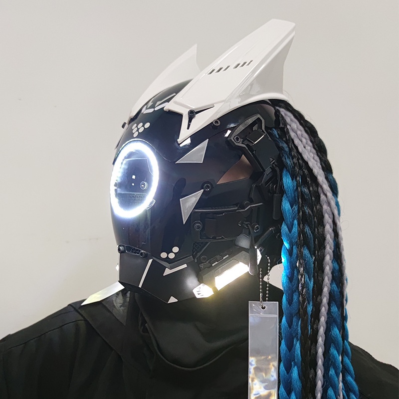 Cyberpunk LED Mask cosplay Mask Technology Helmet Party Mask Black ...