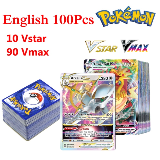 100PCS English Language Version Pokemon Cards Vmax Pokemon Cartas MAX ...