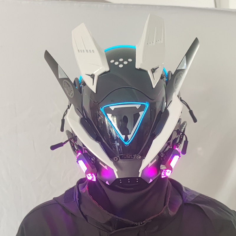 Cyberpunk LED Mask cosplay Mask Technology Helmet Party Mask Black ...