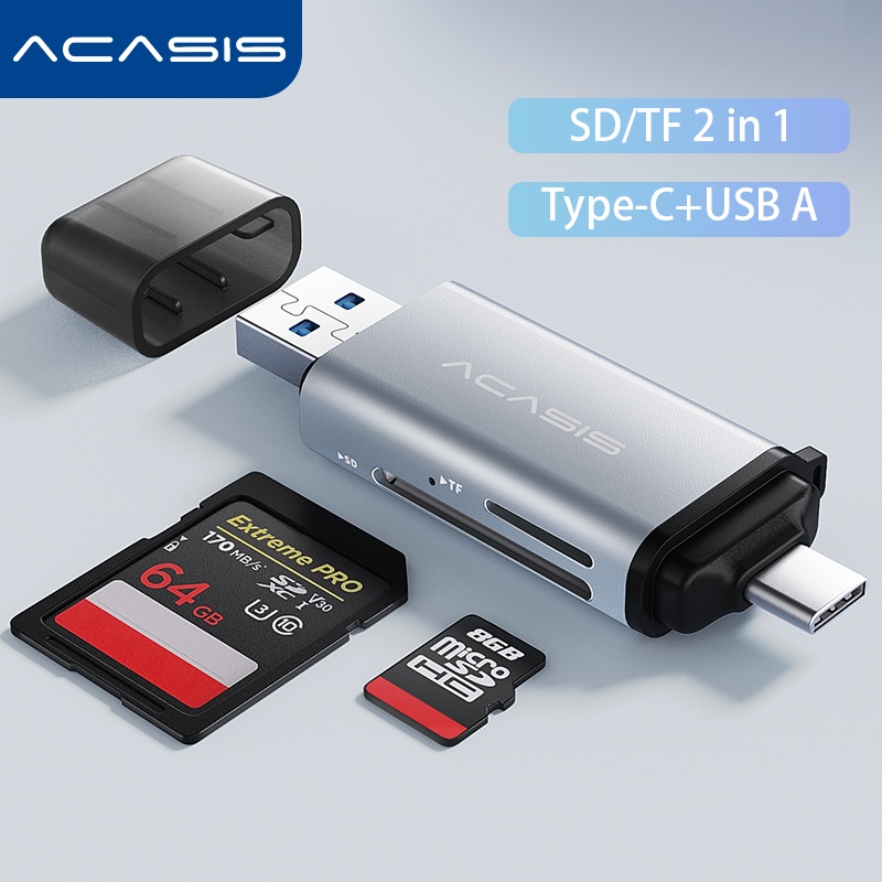 ACASIS Sd/Tf 2-In-1 Dual-Head Card Reader USB Type-C 3.0 To Adapter For ...