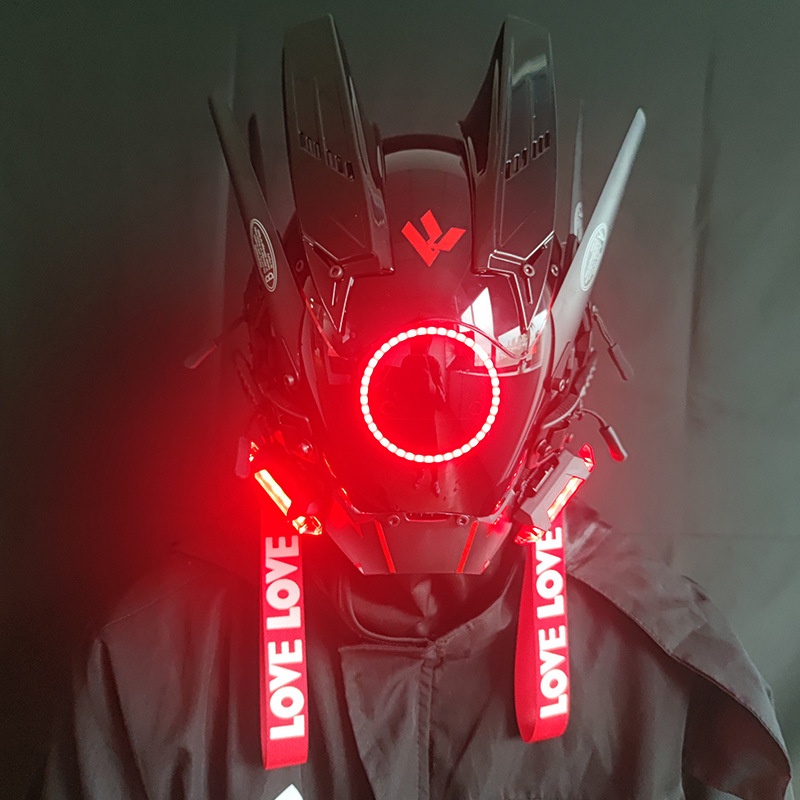 Cyberpunk LED Mask cosplay Mask Technology Helmet Party Mask Black ...
