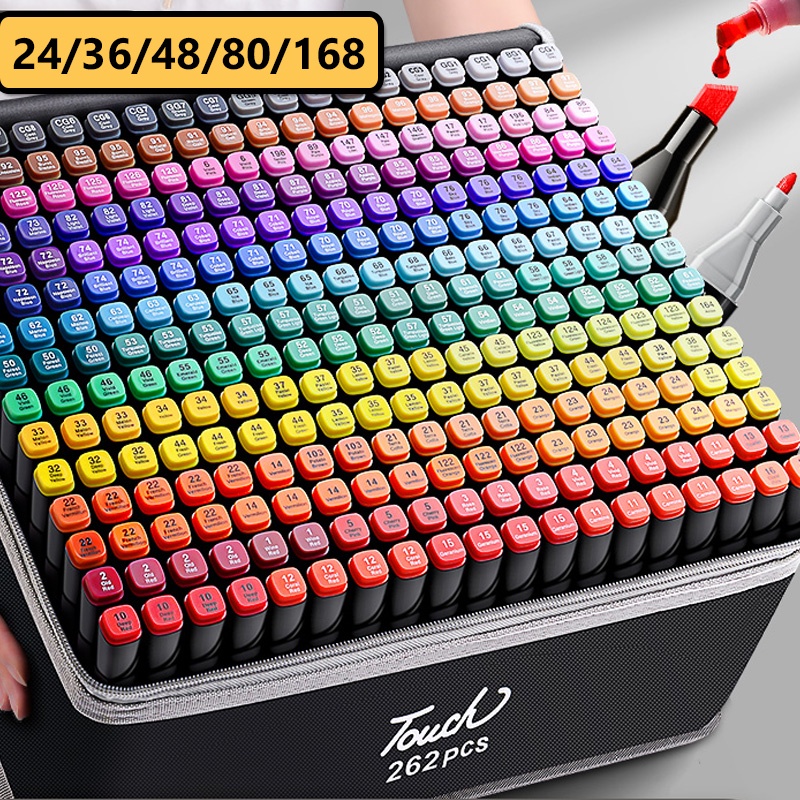 48/60/120/168 Colour Marker Set Alcohol Marker Set Double-Headed Tip ...