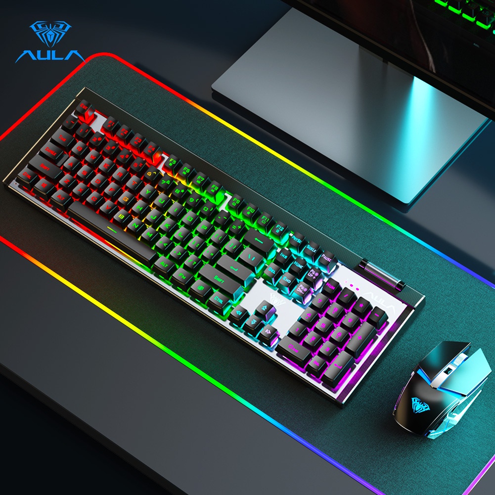 AULA T610 Wireless Gaming keyboard Mouse Combo Mechanical Feel ...