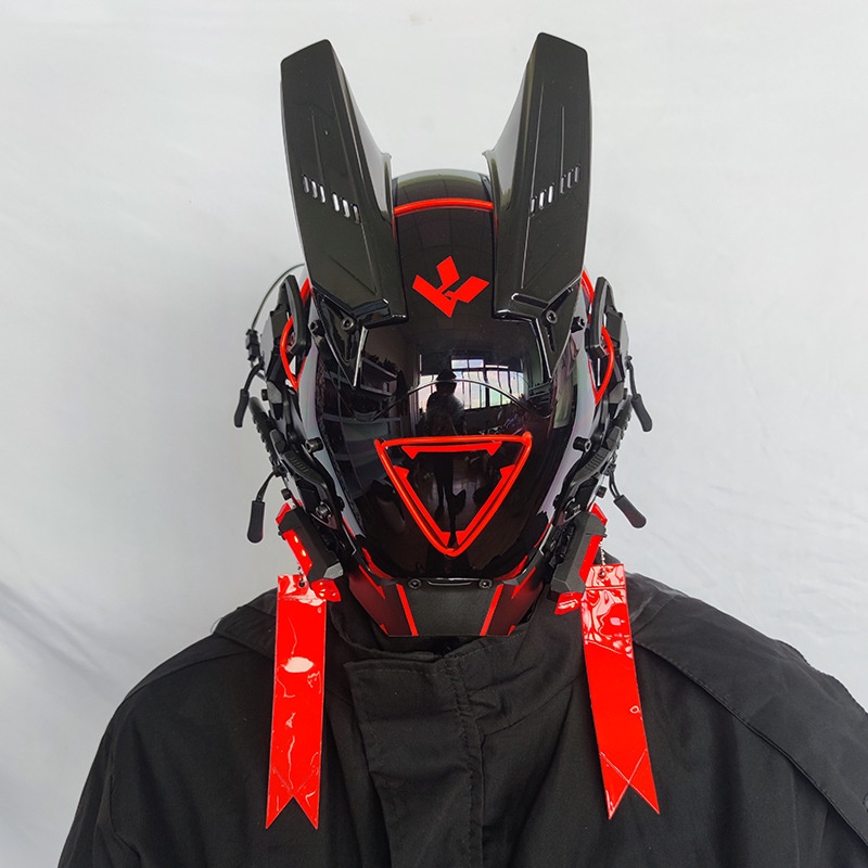 Cyberpunk LED Mask cosplay Mask Technology Helmet Party Mask Black ...