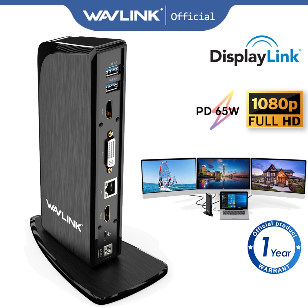 Wavlink USB-C Triple Display Universal Docking Station with Power ... Wavlink USB-C Triple Display Universal Docking Station with Power ...