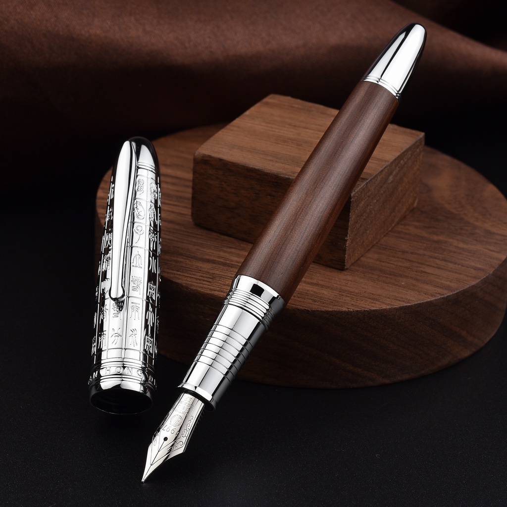 Hongdian 6016 Natural Wood Fountain Pen Beautiful Oracle Cap EF/F Nib ...