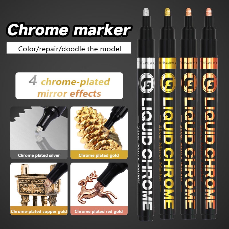 Electroplating Mirror Paint Pen Silver Gold Hand-repair Chrome-plated ...