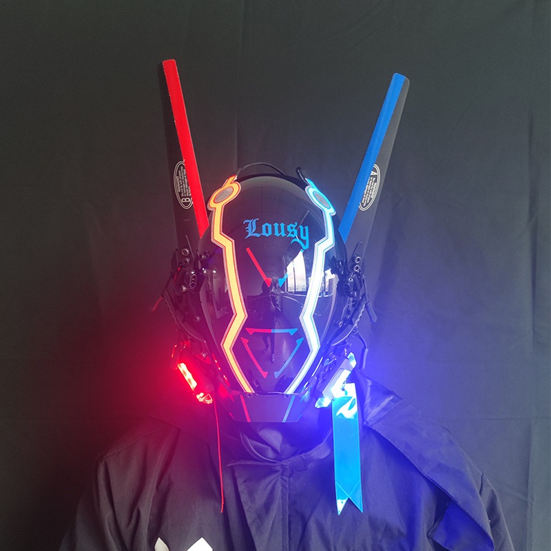 Cyberpunk LED Mask cosplay Mask Technology Helmet Party Mask Black ...