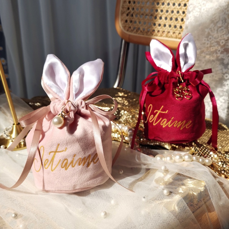 Wedding Candy Handbag Creative Wedding Tik Tok Ins Rabbit Ear Velvet ...
