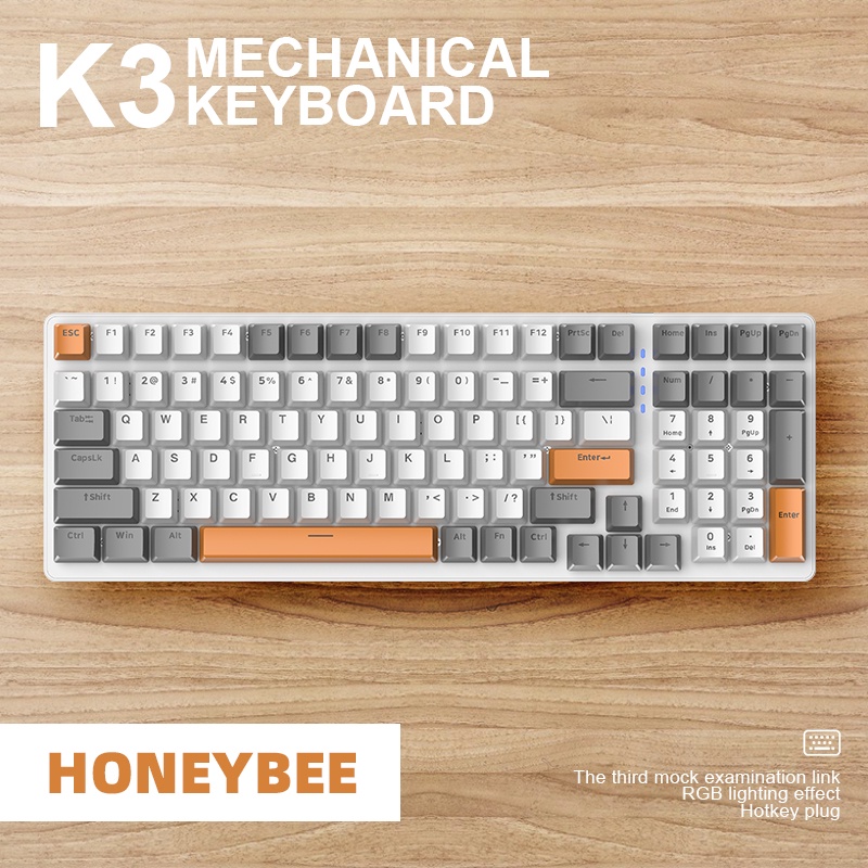 MOGEE K3 K6 Shimmer 98 Keys Mechanical Type-C Wired Gaming Keyboard ...
