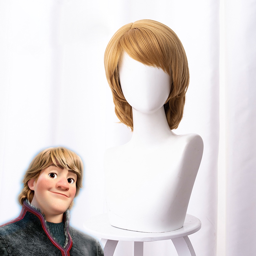 Misscoo Kristoff Cospaly Wigs Snow Queen Princess Short Brown Heat ...