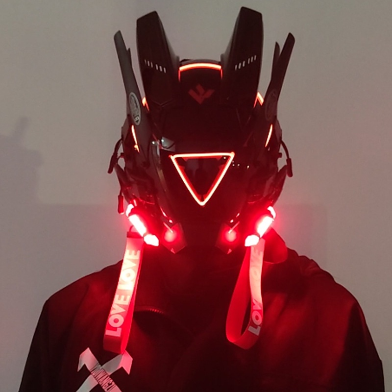 Cyberpunk LED Mask cosplay Mask Technology Helmet Party Mask Black ...