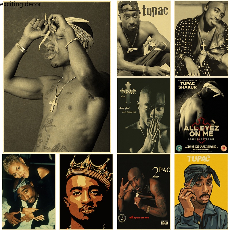 Hip Hop Singer Tupac Poster Print Posters Rapper 2PAC Kraft Paper ...
