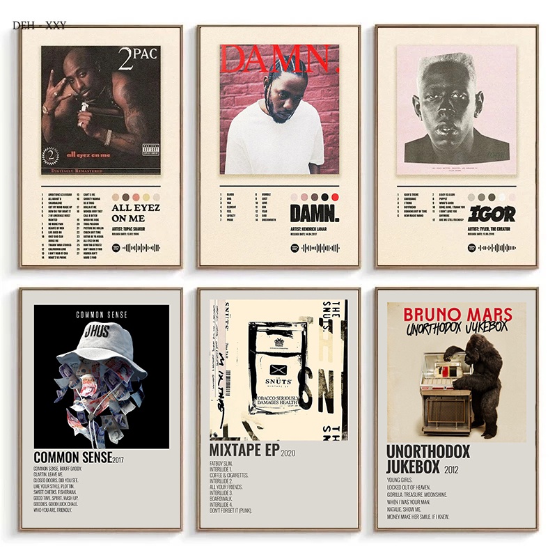 Music Album Covers Poster Rapper 2Pac Hiphop Singer Album Covers kraft ...