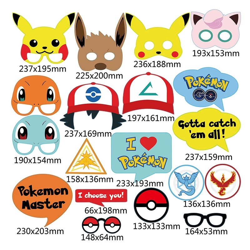 Pokemon Funny Birthday Photo Booth Props DIY Pikachu Wedding Groom ...