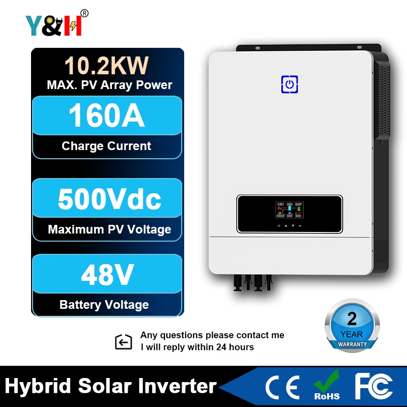 Y&H 10.2KW On/Off grid Solar Hybrid Inverter DC48V to AC230V Output ...