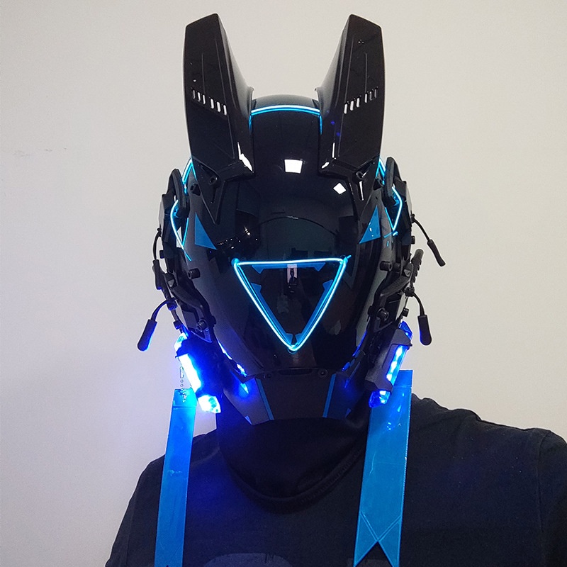 Cyberpunk LED Mask cosplay Mask Technology Helmet Party Mask Black ...