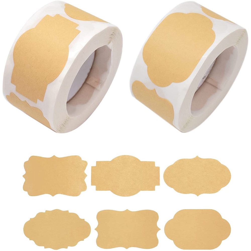 250 Pcs/Roll Vintage Kraft Paper Blank Stickers Irregular Shape Name ...