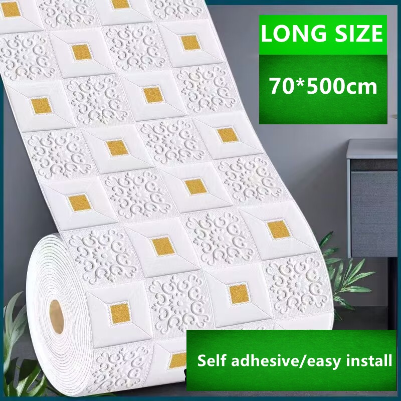 70×500cm 5meters Continuous Long Roll 3D Foam ceilling Dinding ...