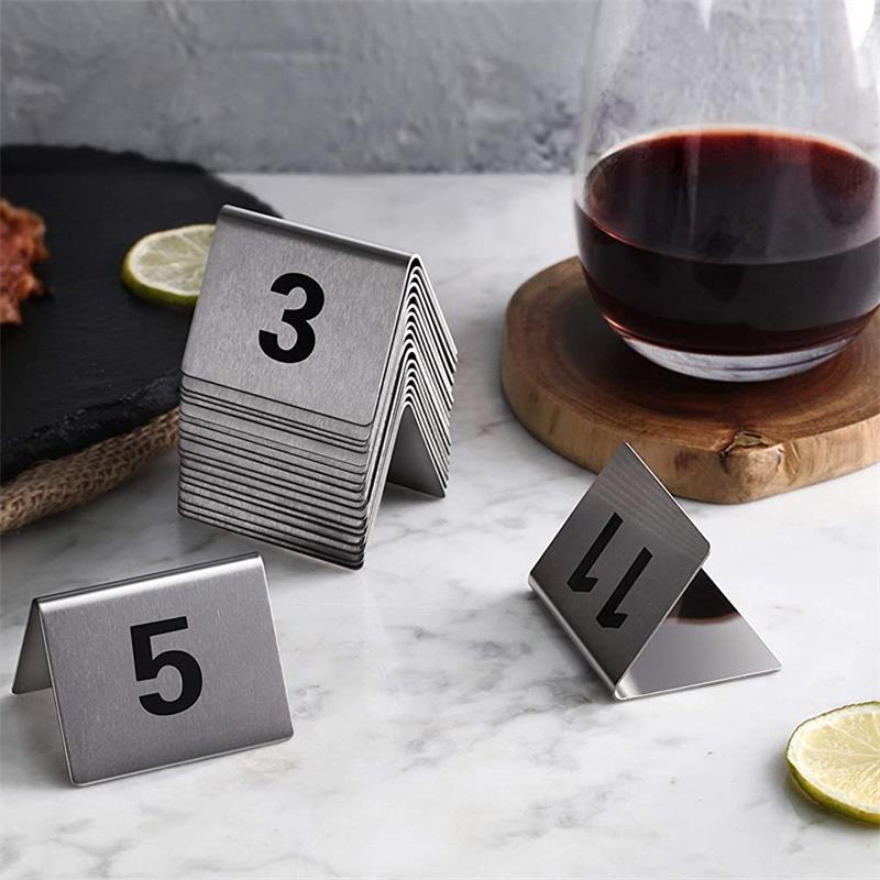 10-30pcs Stainless Steel Table Number Cards Tent Table sign card Double ...