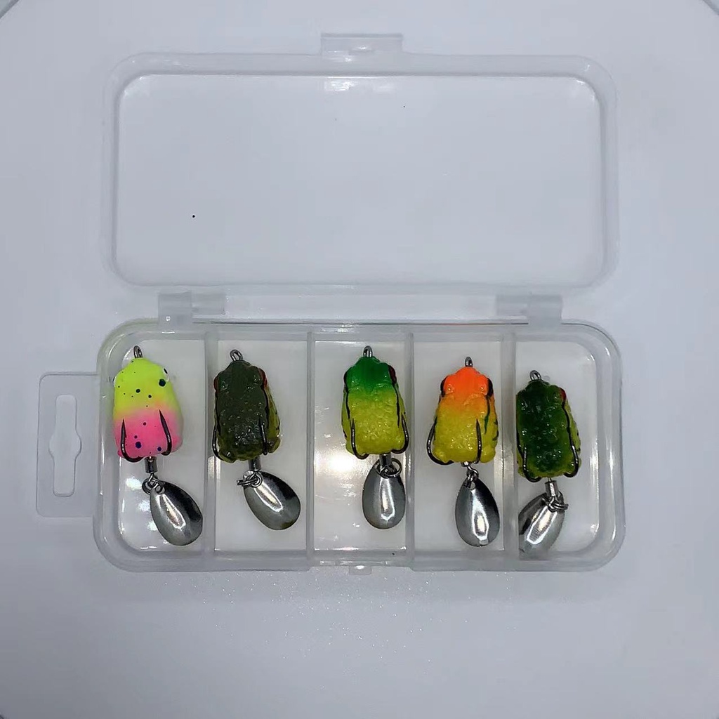5Pcs/Box Soft Frog Fishing Lure Double Hooks 2.5cm 3g Topwater Bass ...
