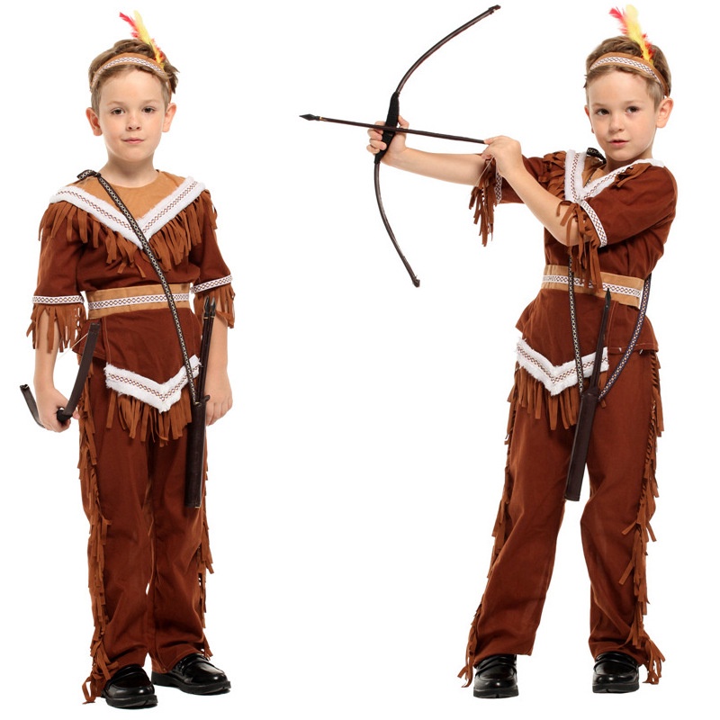 Halloween Mardi Gras American Indian Cosplay boys Native Hunter ...