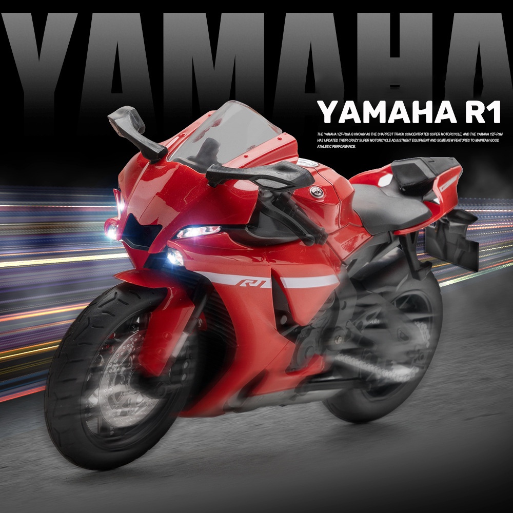 1:12 Scale Yamaha R1 Alloy Motorcycle Model Diecast Car Sound Light Car ...