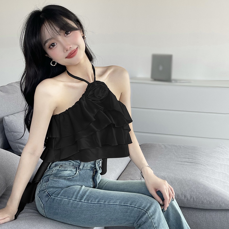 Womens Chiffon Camisole Top Womens Vest Ruffle Backless Flowers Sexy
