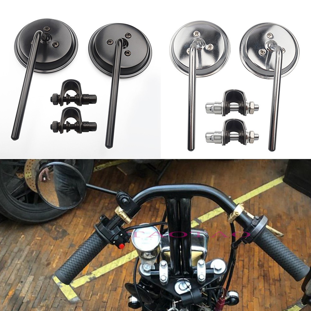 A-Universal 22-25mm Motorcycle Handlebar Rear View Mirrors For Harley ...