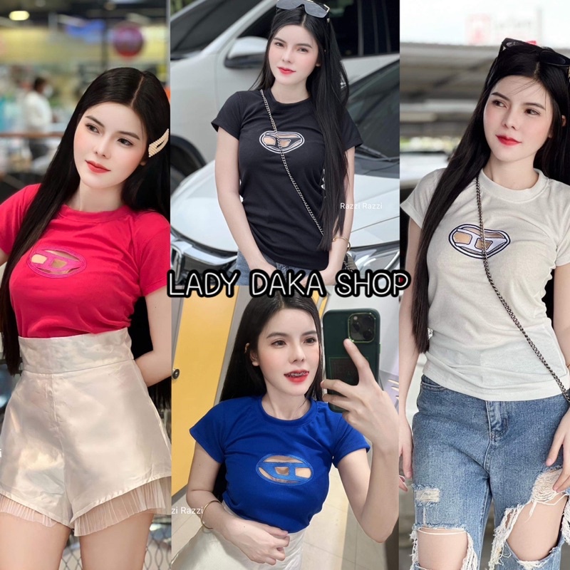 LADY DAKA SHOP T-Shirt DIESEL LOGO Top Concave Embroidery D-Shaped Work According To The Trend ...