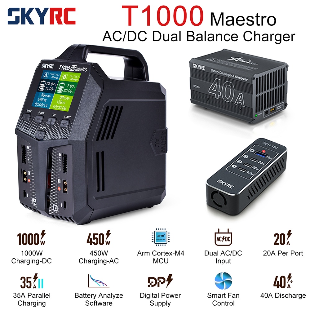 SKYRC T1000 RC Battery Charger for 1-6S Lipo Battery Balance Charger ...