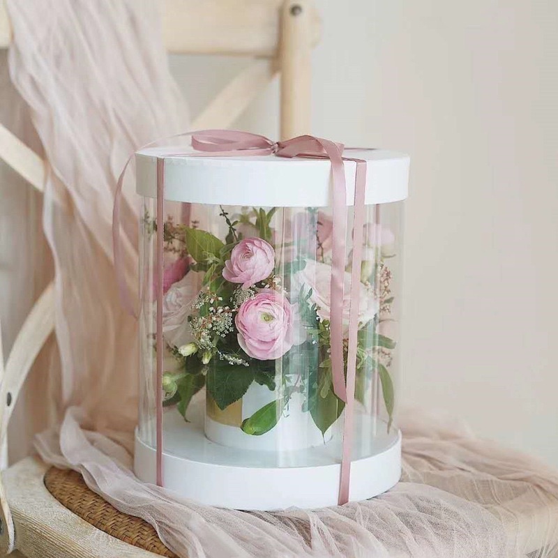 Flower Arrangement Box (Empty Box) Window Packaging Transparent Round ...