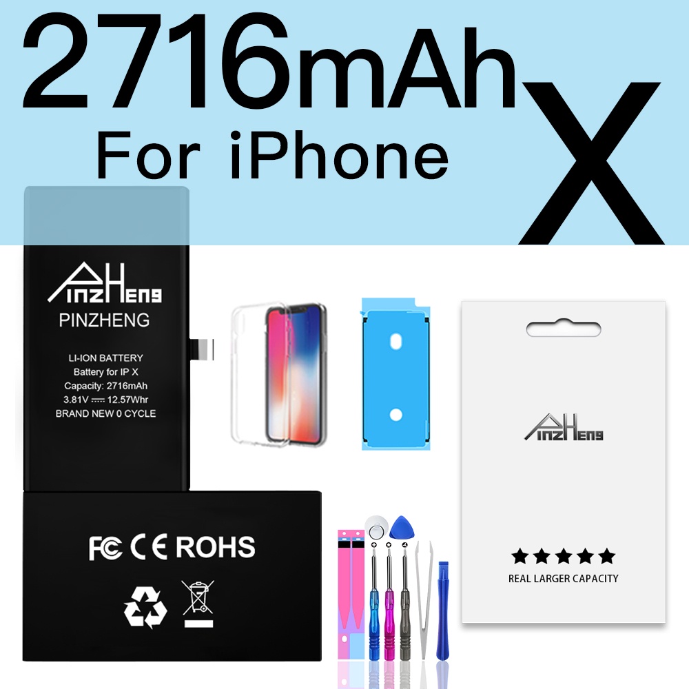 PINZHENG Original Battery For iPhone X XR XS 11 12 13 Mini Max Pro ...