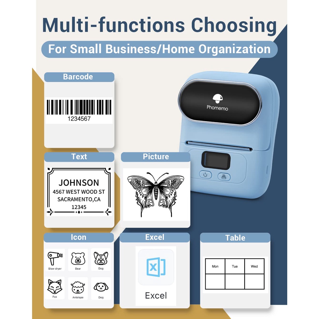 Phomemo M110 Thermal Wireless Label Printer Sticker Mini Printer ...