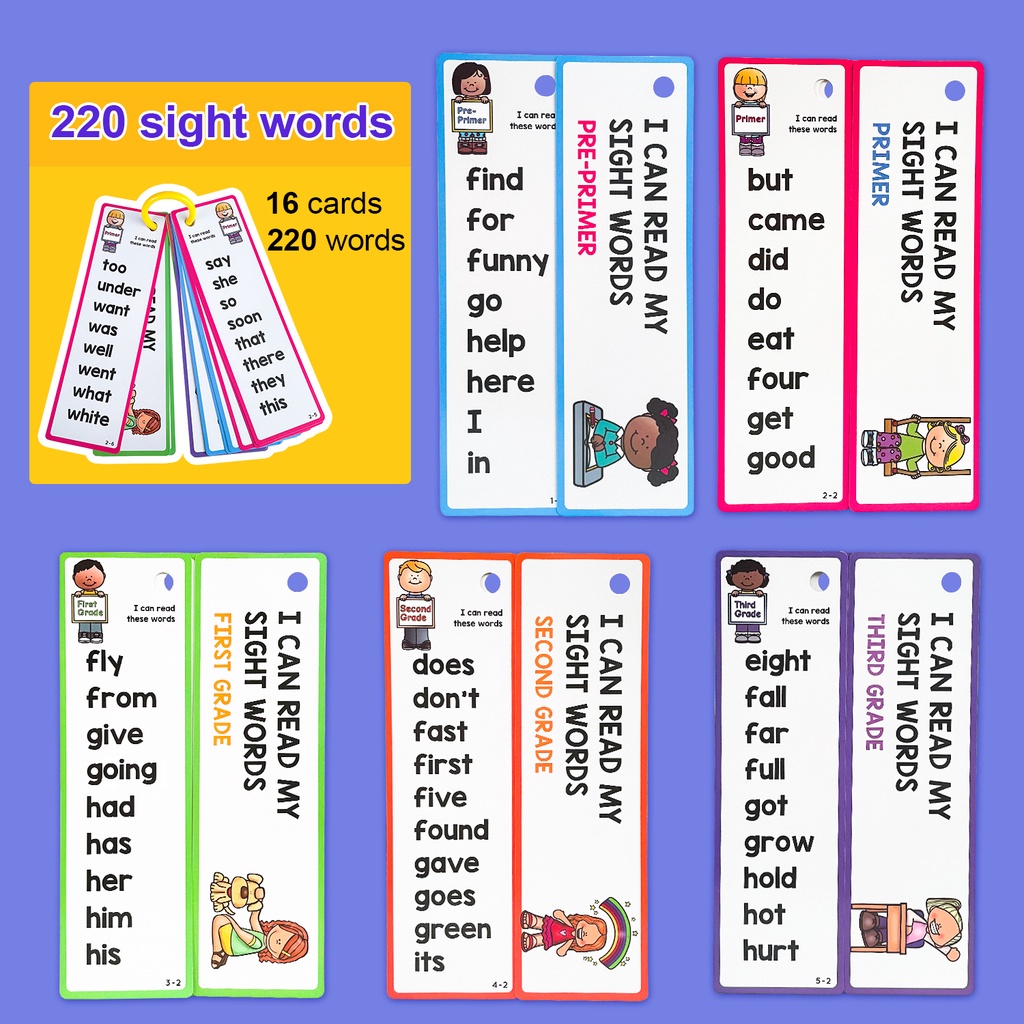 220 Sight Words English Flashcards for Kid Preschool Vocabulary ...