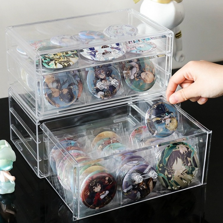 Badge Storage Box Transparent Acrylic Anime Peripheral Display Rack ...