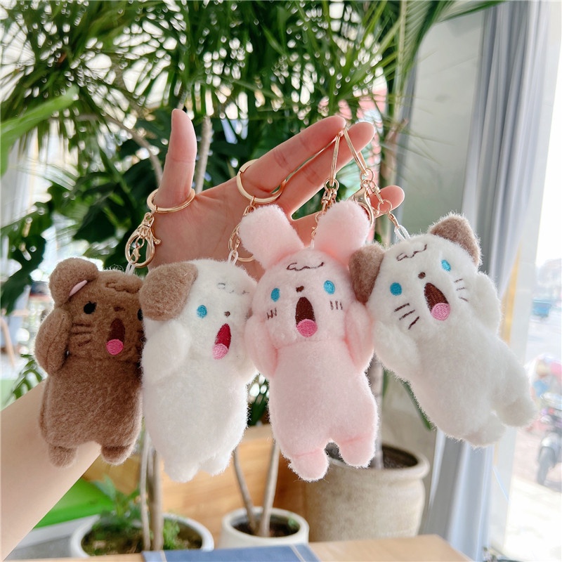 Cute Bear Plushie Keychain Dog Plush Rabbit Keychain Matching Soft Toys ...