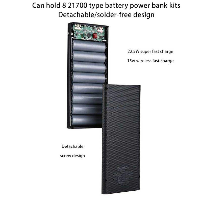 Diy Kit Material PD Fast Charge Wireless Battery Box 8 Sections 21700 ...