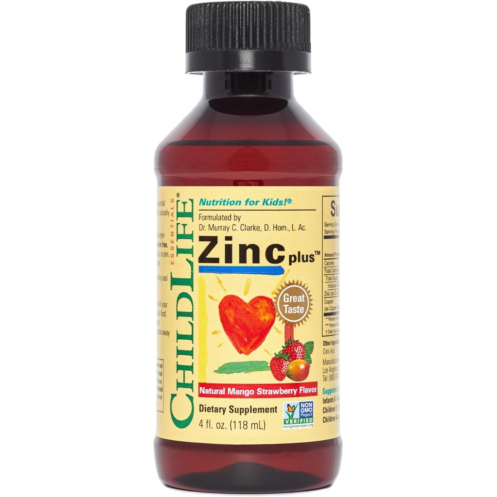 ChildLife Essentials Zinc Plus Natural Mango Strawberry 4 fl oz (118 ml ...