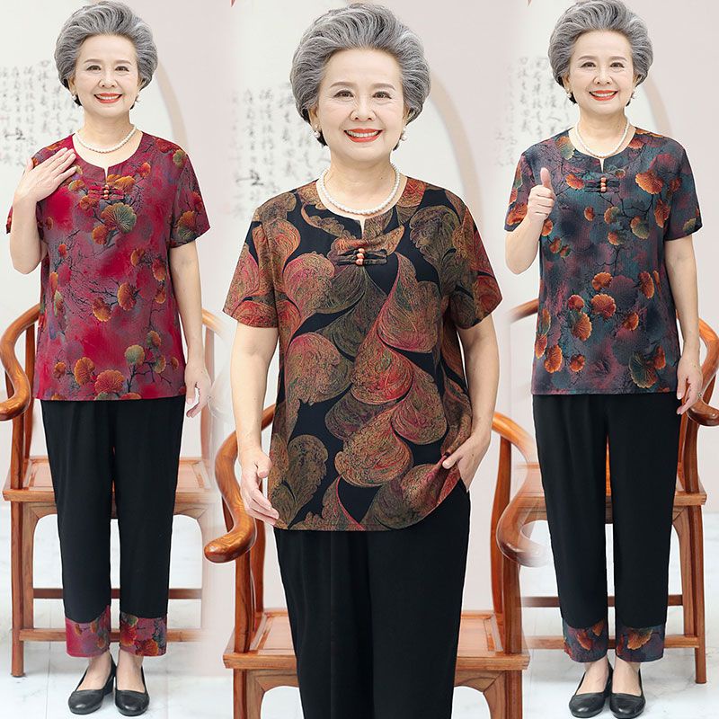Suit Middle-aged Elderly Mother Wear Women's Clothing Grandma Wear ...