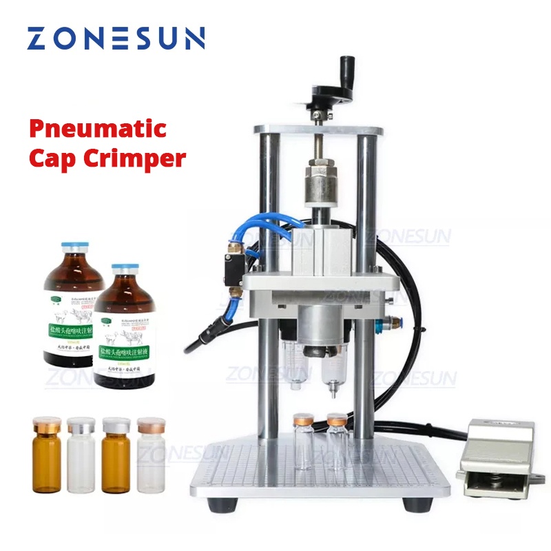 ZONESUN Pneumatic Oral Liquid Penicillin Antibiotic Injectable Bottle Capper Aluminum Plastic ...