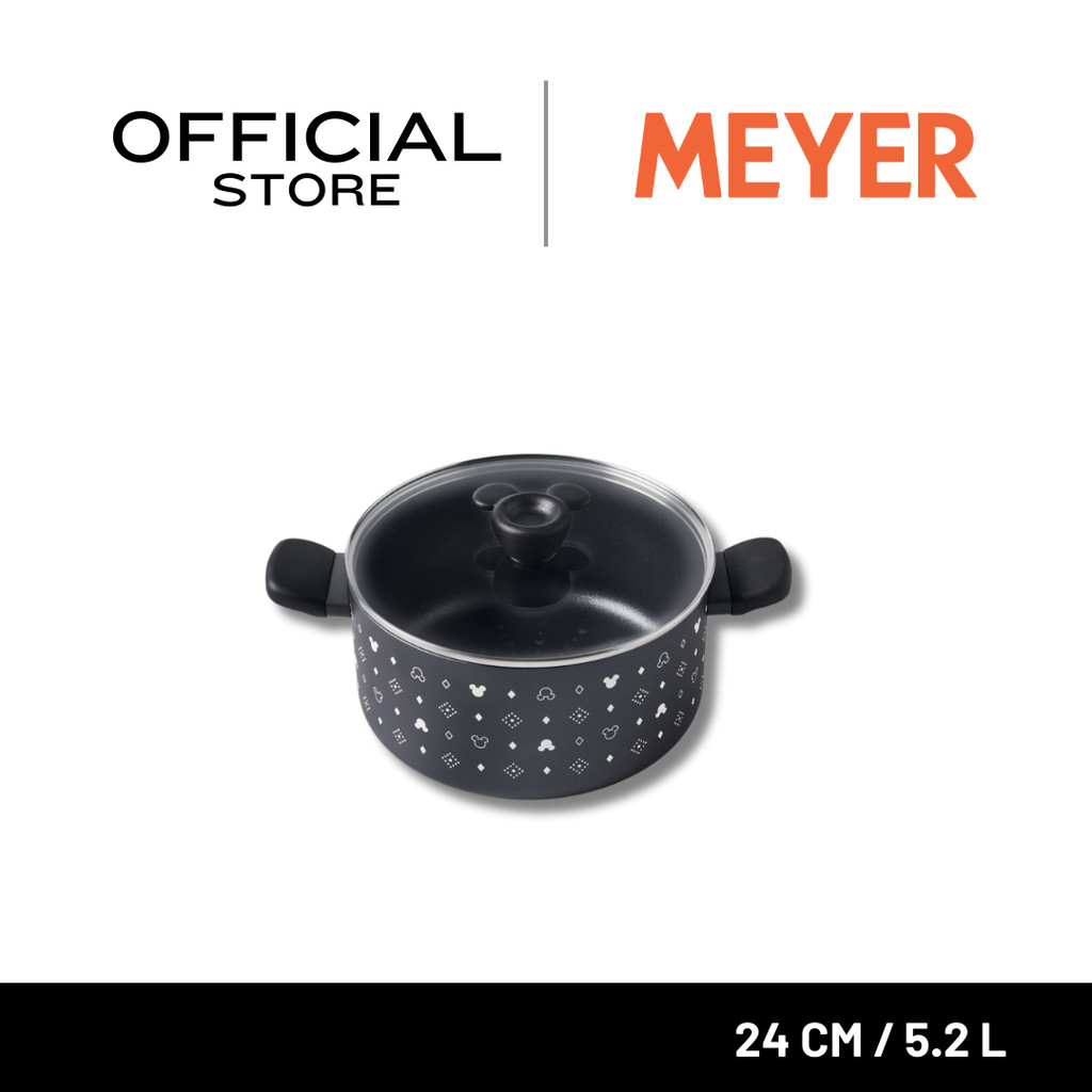 DISNEY MONOCHROME Stew Pot 2 Ears MEYER Size 24 Cm/5.2 Litre With Glass ...