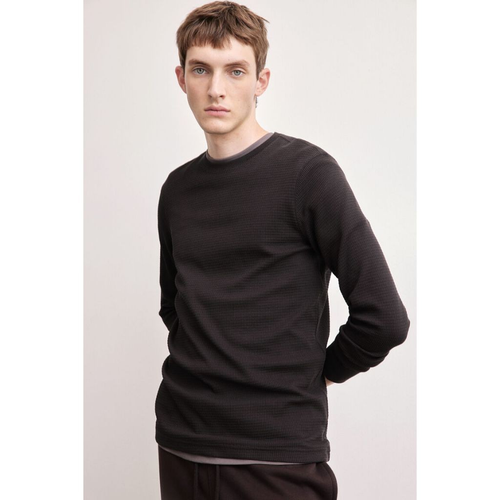 H&M Stretch Slim Waffle Clothes Men Fit Waffled jersey top 0795243_3 ...