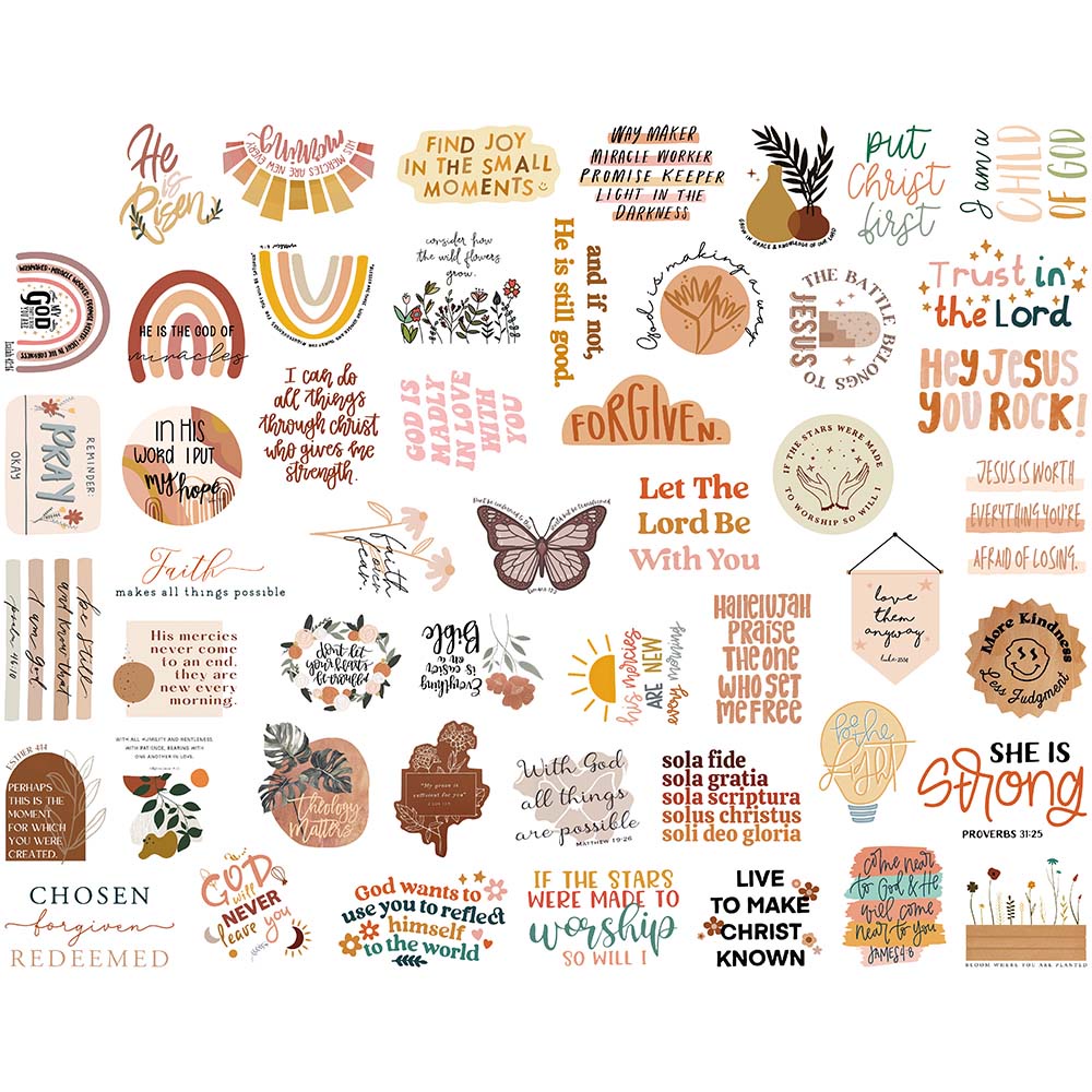[Large stickers]50Pcs Bohemian Bible Stickers Religious Bible Faith ...