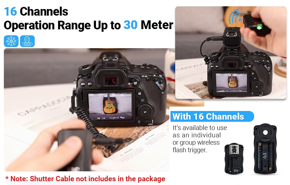 JJC 3-in-1 Radio Wireless Remote Control Speedlight Flash Trigger Kit Camera Shutter Release for ...