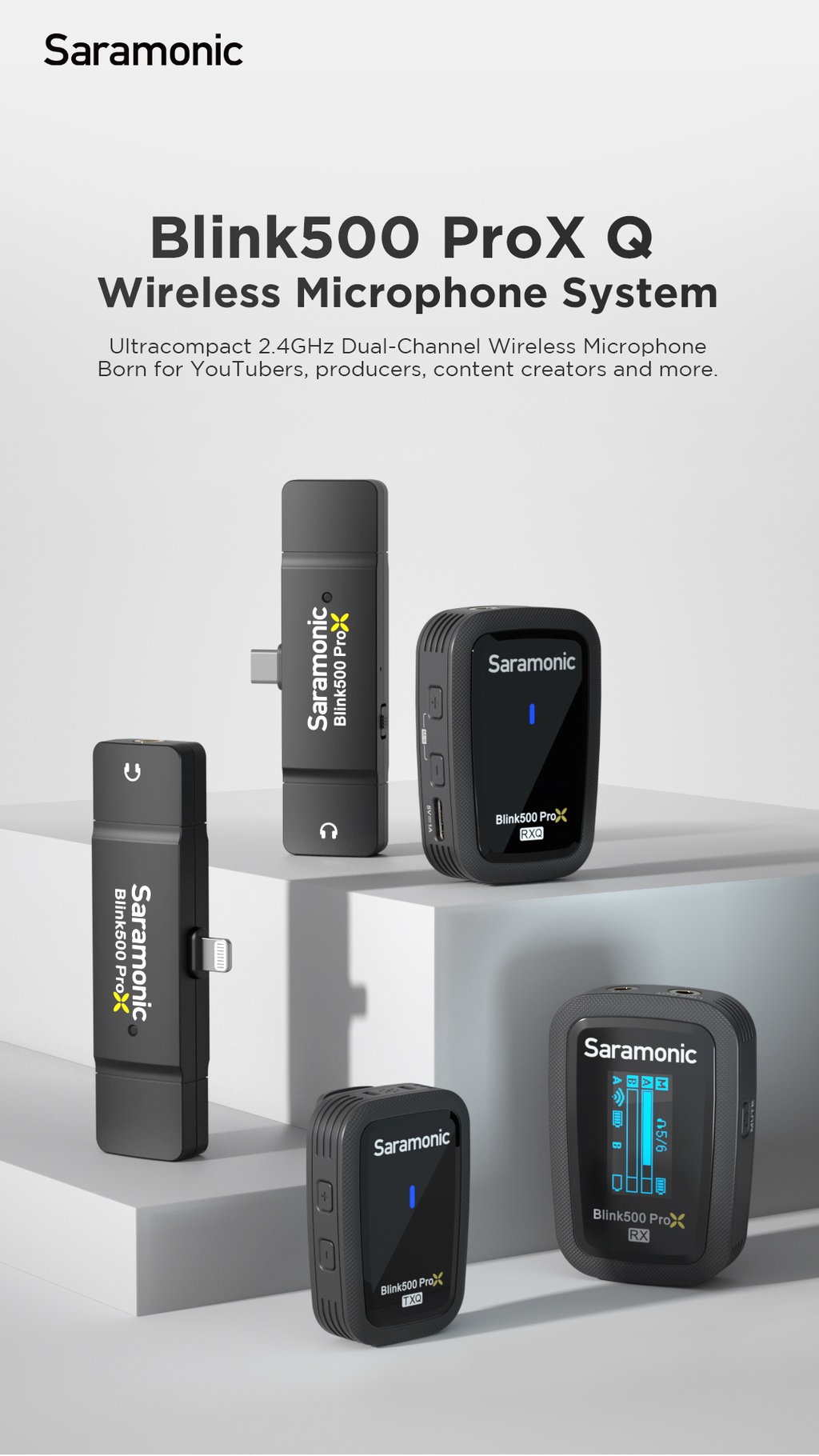 Saramonic Blink500 ProX Q10/Q20 Wireless Microphone 2.4GHz Dual-Channel ...