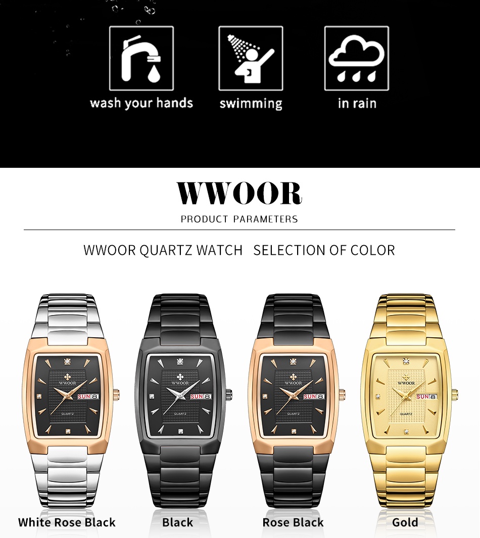 Wwoor Watch Men With Automatic Week Date Luxury Stainless Steel Gold ...