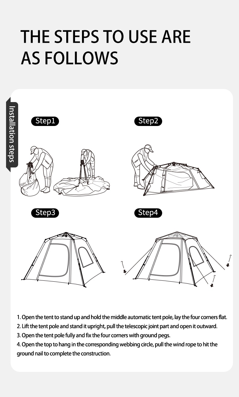 Naturehike Ango Vinyl Version 3-4 Man Automatic Tent Sun Protection ...