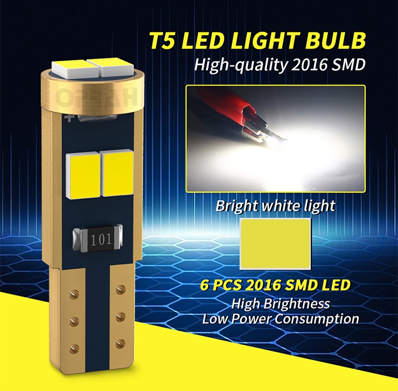 [Ready Stock] 10 Pieces T5 Super Bright LED Bulb W3W Car Interior Light ...