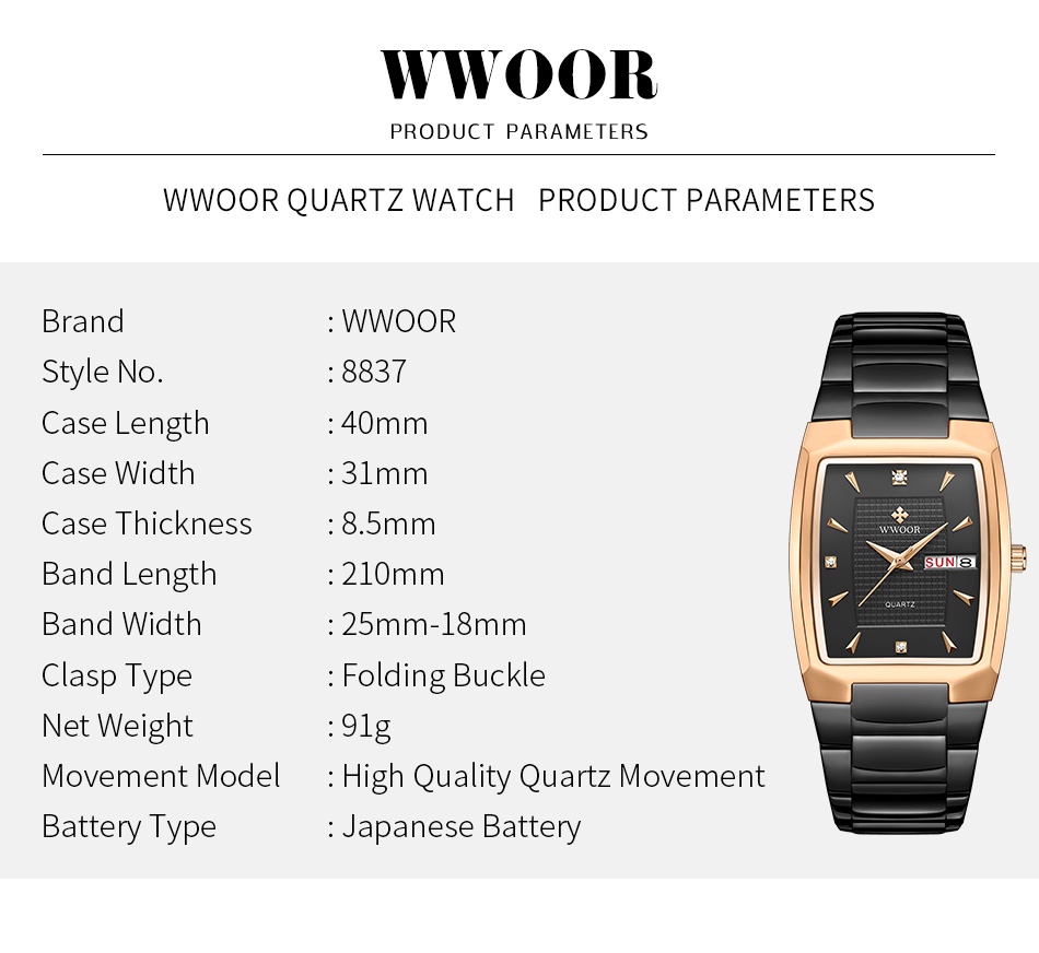 Wwoor Watch Men With Automatic Week Date Luxury Stainless Steel Gold ...